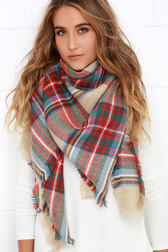 Pretty Plaid Scarf - Beige Scarf - Woven Scarf - $18.00 - Lulus
