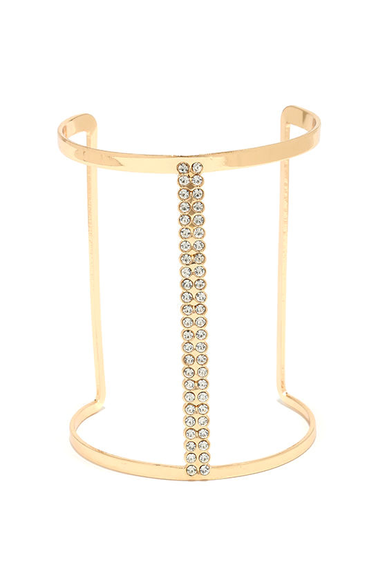 Pretty Gold Rhinestone Bracelet - Cuff Bracelet - Clutch Bracelet - $14 ...