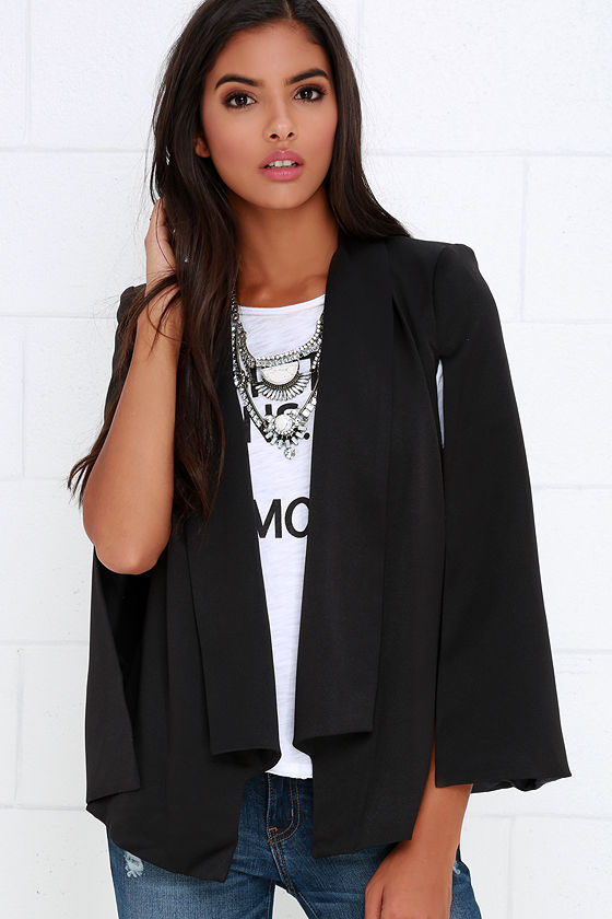 Black Cape - Black Jacket - $69.00 - Lulus