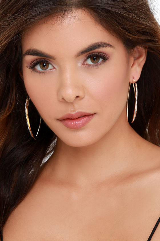 Pretty Gold Earrings - Threader Earrings - Rhinestone Earrings - $13.00 ...