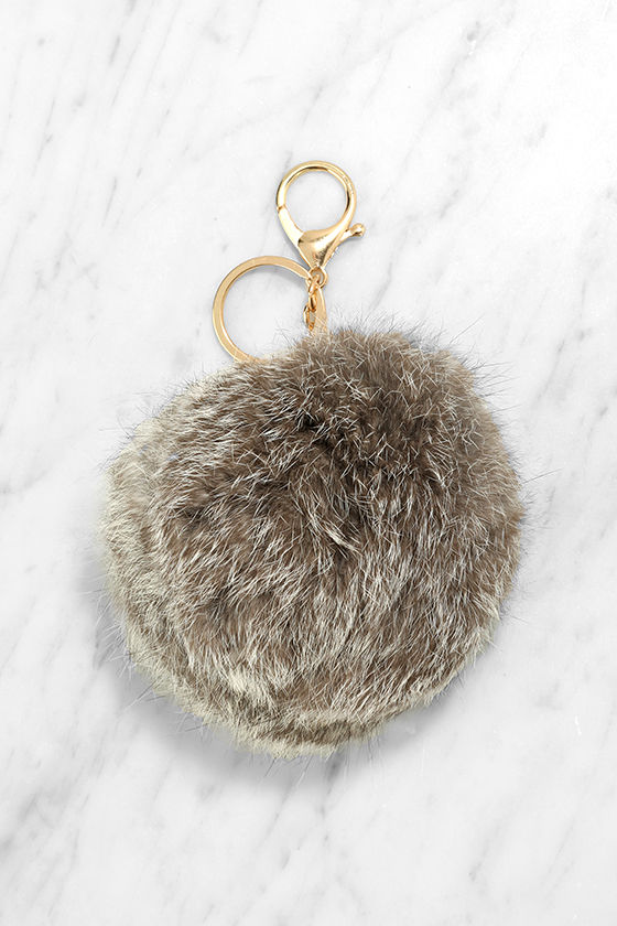 Fun Grey Pompom - Fur Pompom Key Chain - $12.00 - Lulus