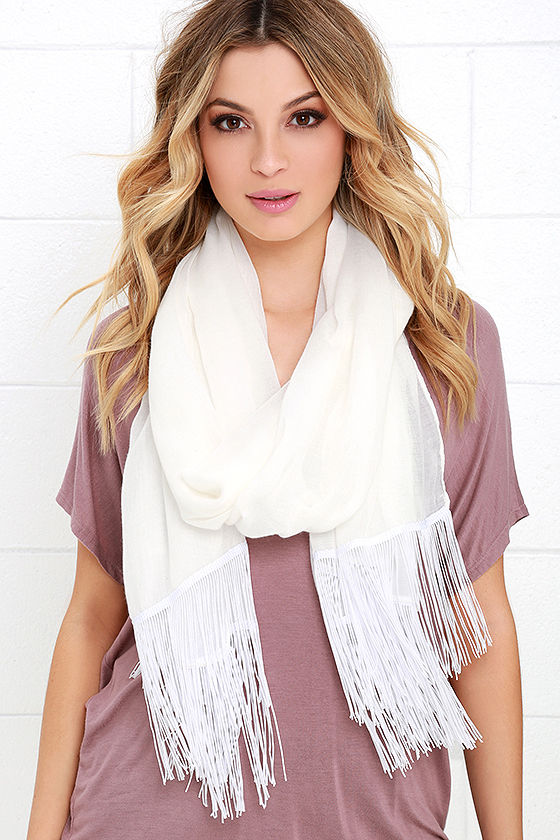 Pretty Ivory Scarf - Ligthweight Scarf - Fringe Scarf - $16.00 - Lulus