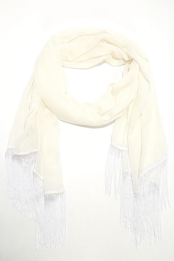 Pretty Ivory Scarf - Ligthweight Scarf - Fringe Scarf - $16.00 - Lulus