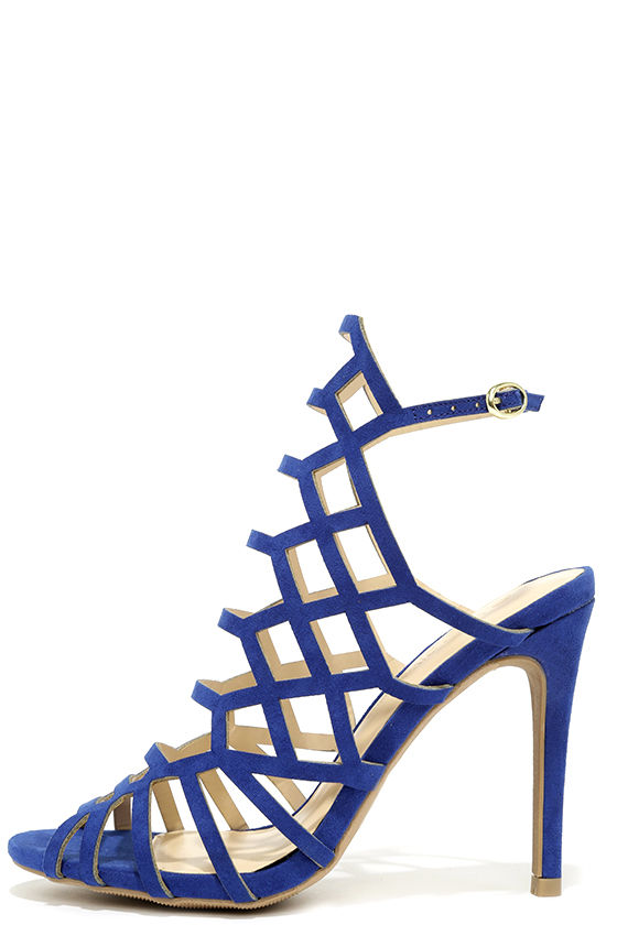 Sexy Cobalt Blue Heels - Suede Heels - Caged Heels - $26.00 - Lulus