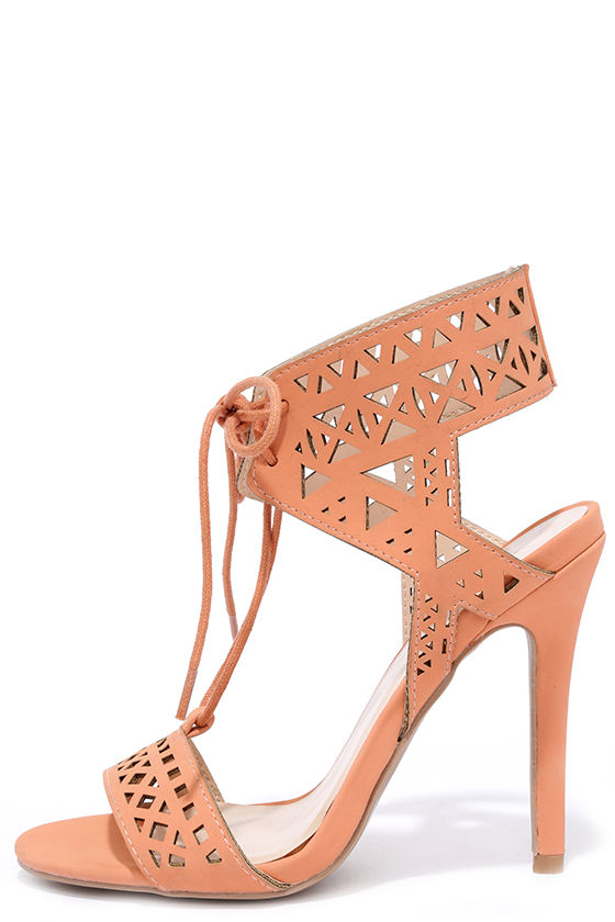 Cute Peach Heels - Lace-Up Heels - High Heel Sandals - $29.00 - Lulus
