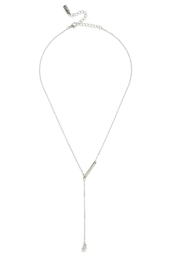 Pretty Silver Necklace - Drop Necklace - $11.00