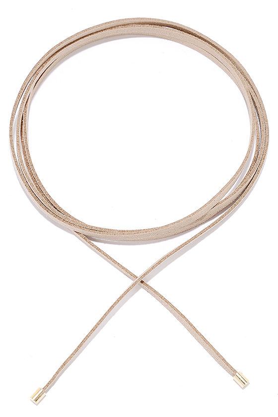 Cool Taupe Wrap Necklace - Choker Necklace - Bolo Necklace - $11.00