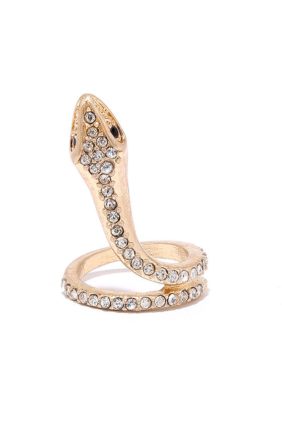 Cool Gold Ring - Rhinestone Ring - Snake Ring - $11.00 - Lulus