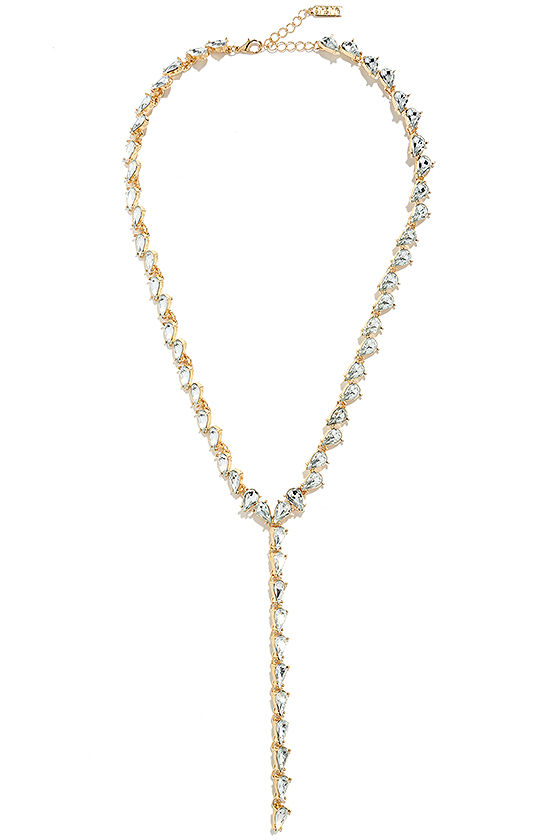 Beautiful Gold Necklace - Rhinestone Necklace - Statement Necklace ...