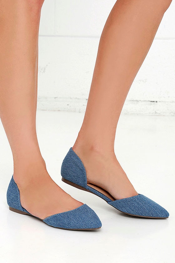 Blue Denim Flats - Pointed Flats - D'Orsay Flats - $21.00 - Lulus