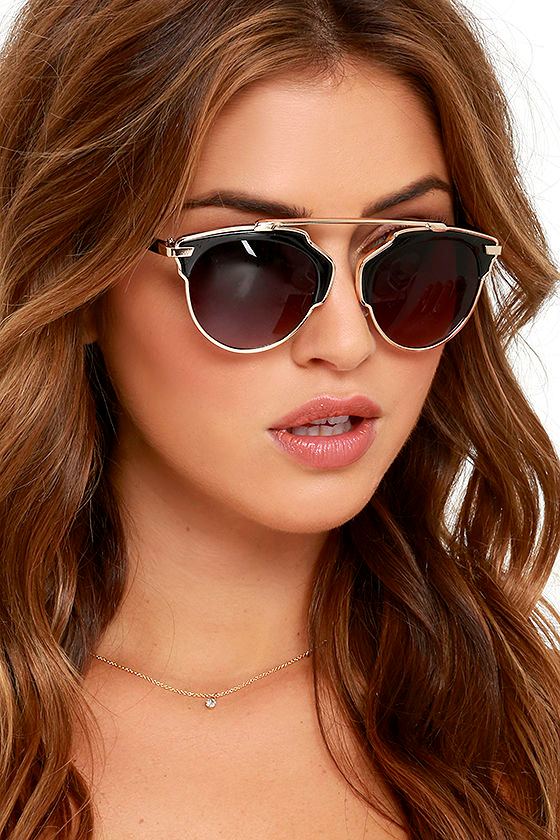 Chic Black and Gold Sunglasses - Retro-Inspired Sunglasses - $14.00 - Lulus