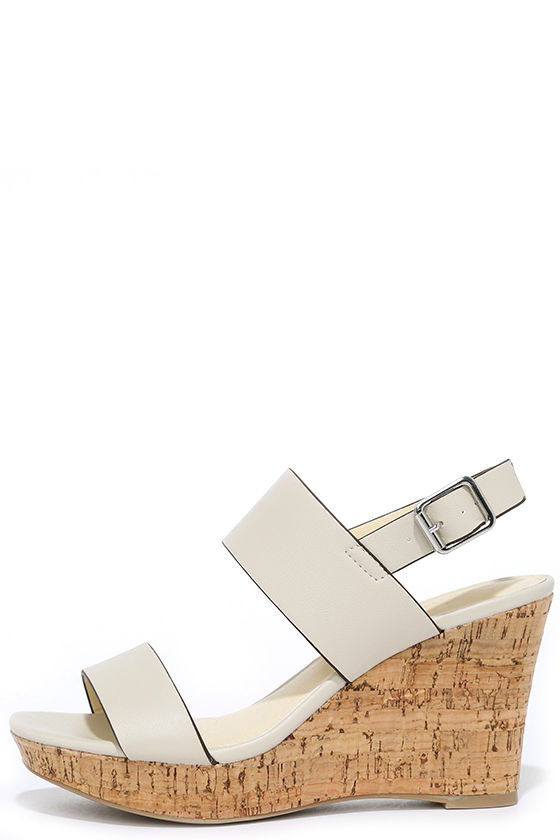 Wedge Sandals - Beige Wedges - Vegan Leather Shoes - $26.00 - Lulus