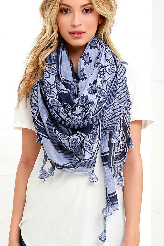 Boho Scarf - Print Scarf - Blue Scarf - $42.00 - Lulus