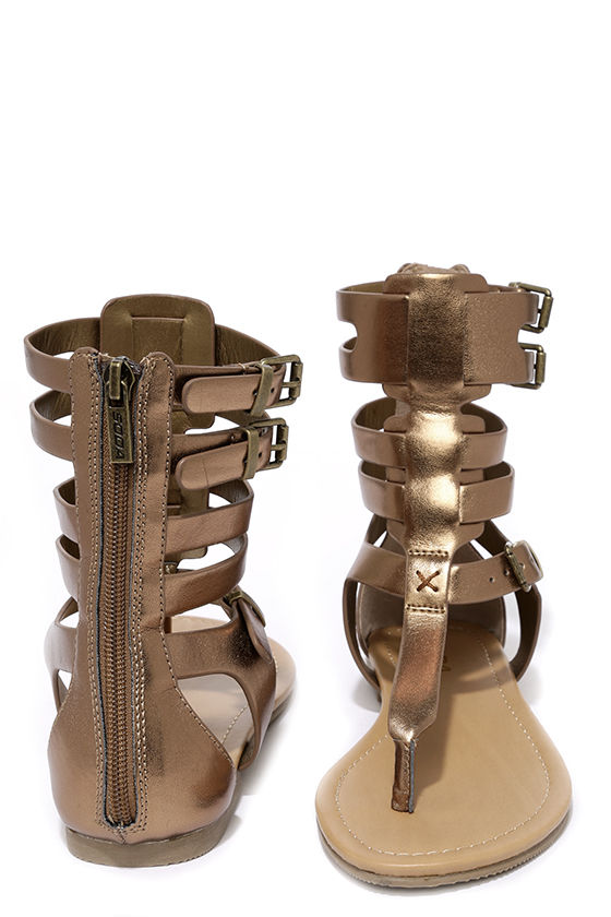 Stylish Bronze Sandals - Metallic Sandals - Gladiator Sandals - $26.00