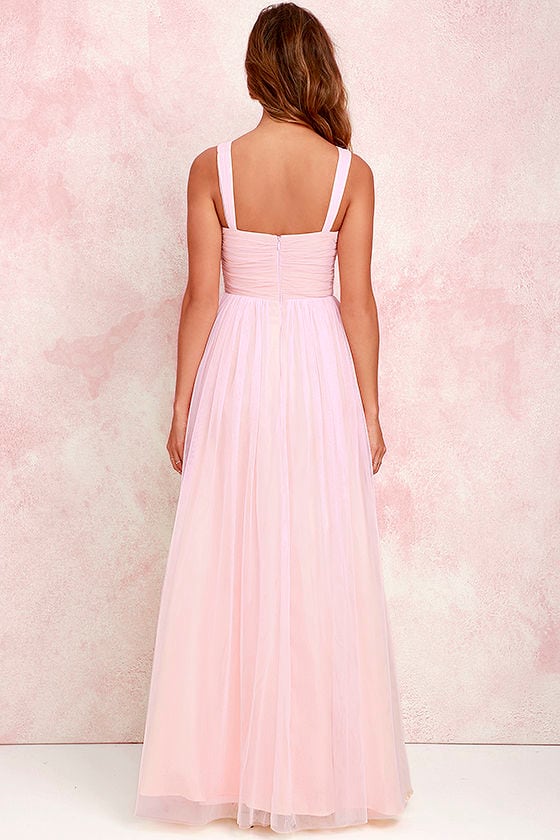 Pretty Blush Pink Gown Tulle Gown Bridal Gown Maxi Dress 82 00