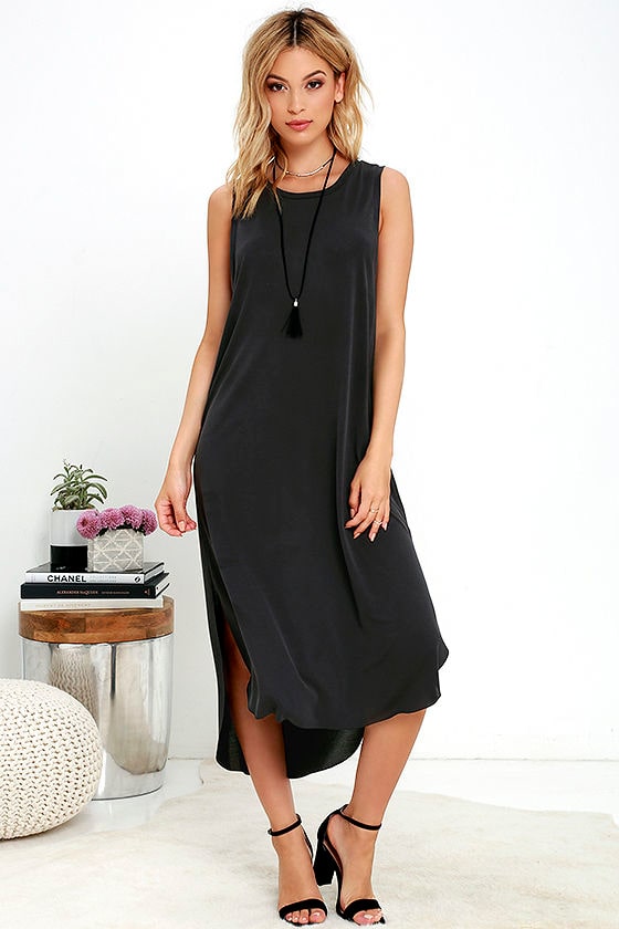 Chic Washed Black Dress - Sleeveless Dress - Midi Dress - $42.00 - Lulus