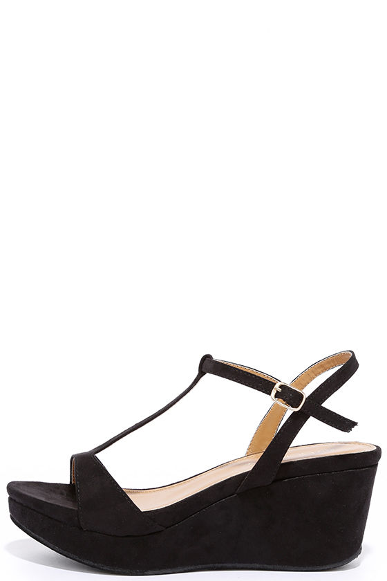 Chic Black Wedges - Wedge Sandals - Vegan Suede Wedges - $29.00 - Lulus