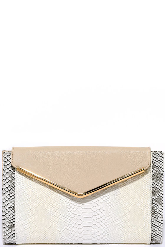 Snake Clutch - Neutral Clutch - Vegan Leather Clutch - $36.00 - Lulus