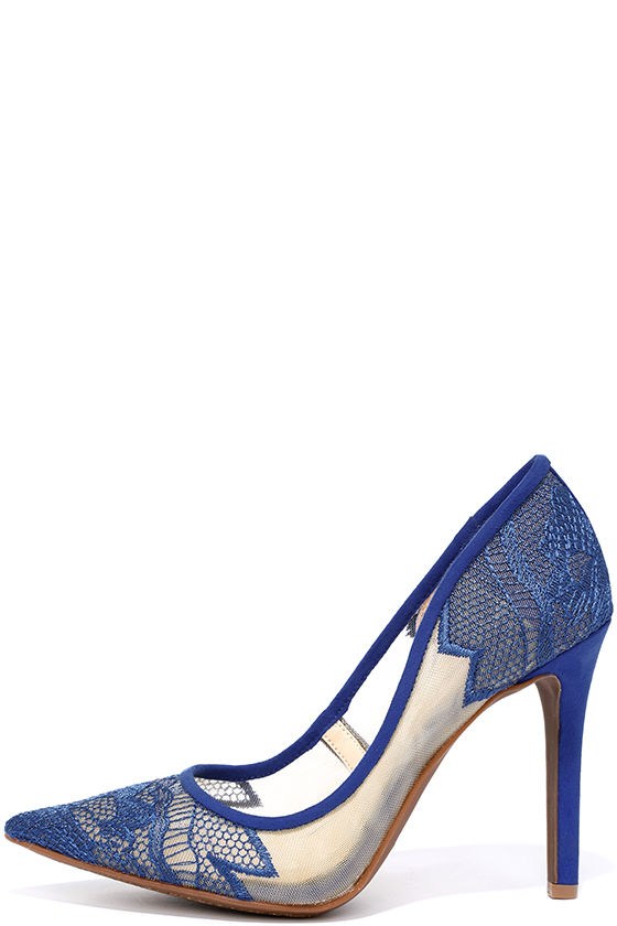 Jessica Simpson Camba - Cobalt Blue Pumps - Lace Pumps - $85.00 - Lulus