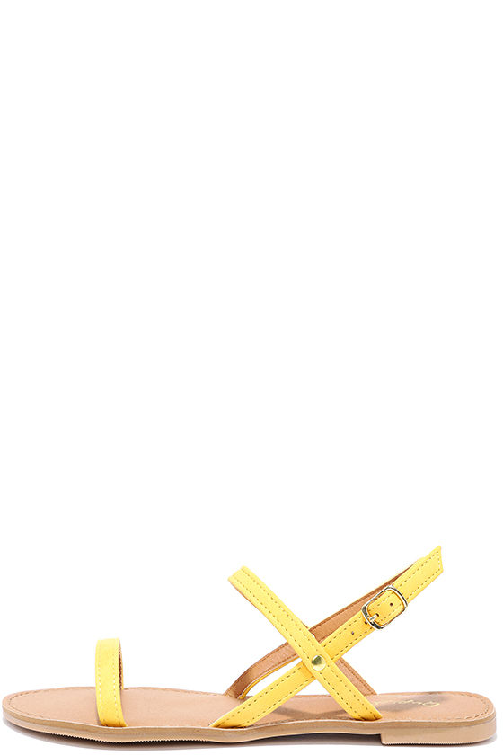 Cute Yellow Sandals - Flat Sandals - Ankle Strap Sandals - $15.00 - Lulus