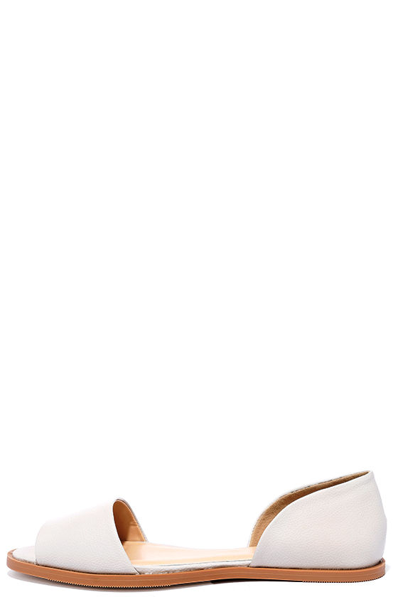 Cute Stone Flats - Peep Toe Flats - Light Grey Sandals - $18.00 - Lulus