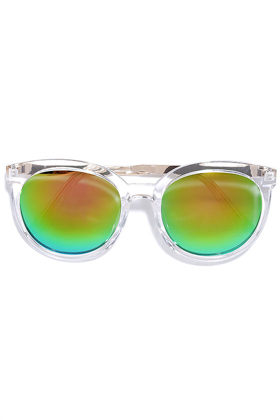 Chic Clear Sunglasses - Green Mirrored Sunglasses - $14.00 - Lulus