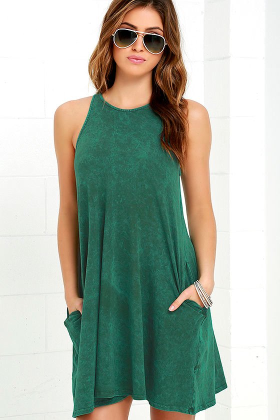 Washed Green Dress - Swing Dress - Sleeveless Dress - $48.00 - Lulus