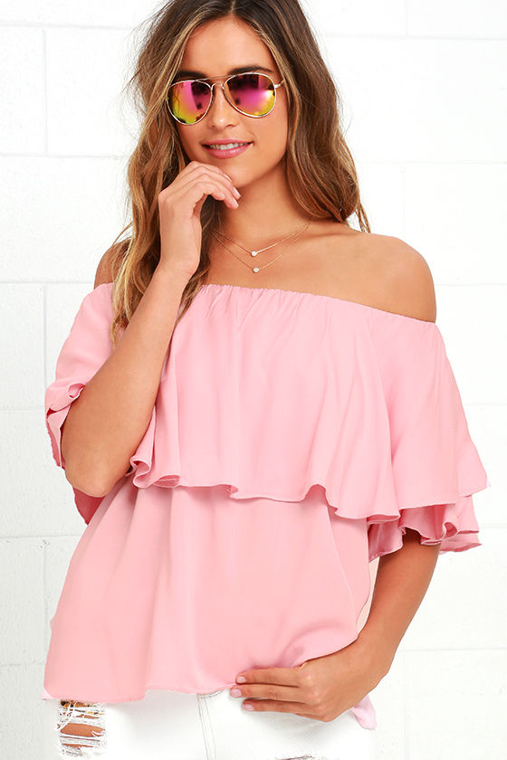 Boho Blush Pink Top - Off-the-Shoulder Top - Woven Top - $44.00 - Lulus
