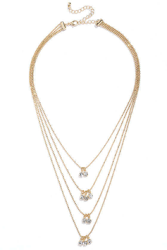 Lovely Gold Set - Layered Necklace - Rhinestone Necklace - $13.00 - Lulus
