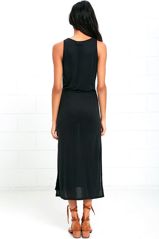 Chic Washed Black Dress - Sleeveless Dress - Midi Dress - $44.00