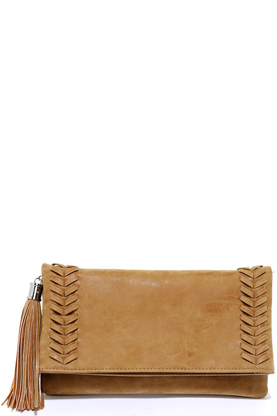 Cute Tan Clutch - Vegan Leather Clutch - $28.00