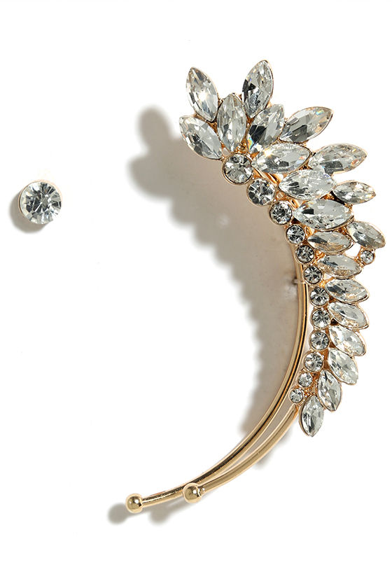 Chic Rhinestone Ear Cuff - Gold Ear Cuff - $12.00 - Lulus