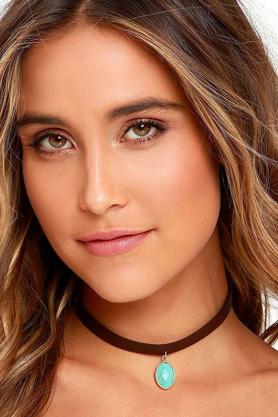 Boho Choker Necklace - Faux Leather Choker - Brown Choker - $16.00 - Lulus