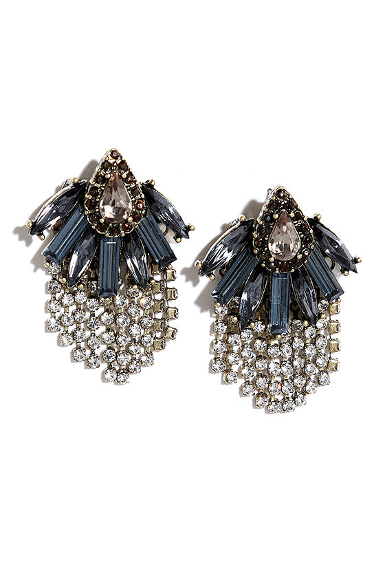 Rhinestone Earrings - Blue Earrings - $16.00 - Lulus