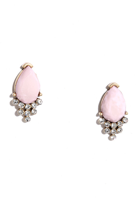 Cute Pink Earrings - Rhinestone Earrings - Stone Earrings - $10.00 - Lulus