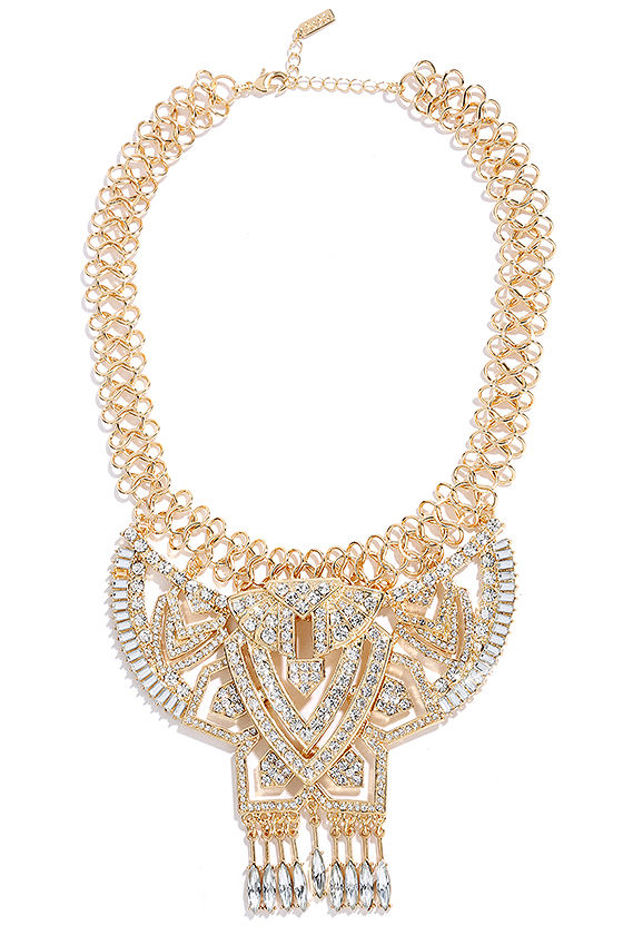 Gorgeous Gold Necklace - Rhinestone Necklace - Statement Necklace - $36 ...