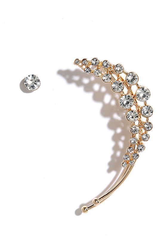 Chic Rhinestone Ear Cuff - Gold Ear Cuff - $12.00 - Lulus
