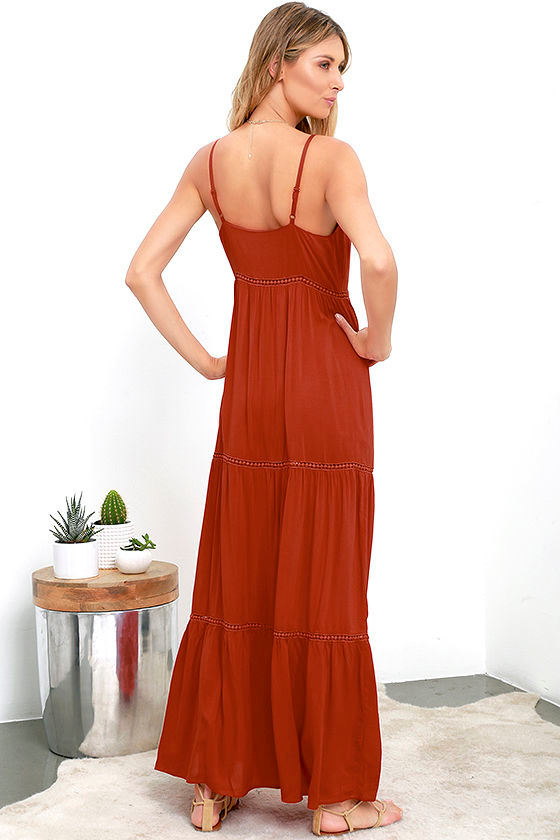 Rust Red Dress - Maxi Dress - Vacation Dress - $64.00