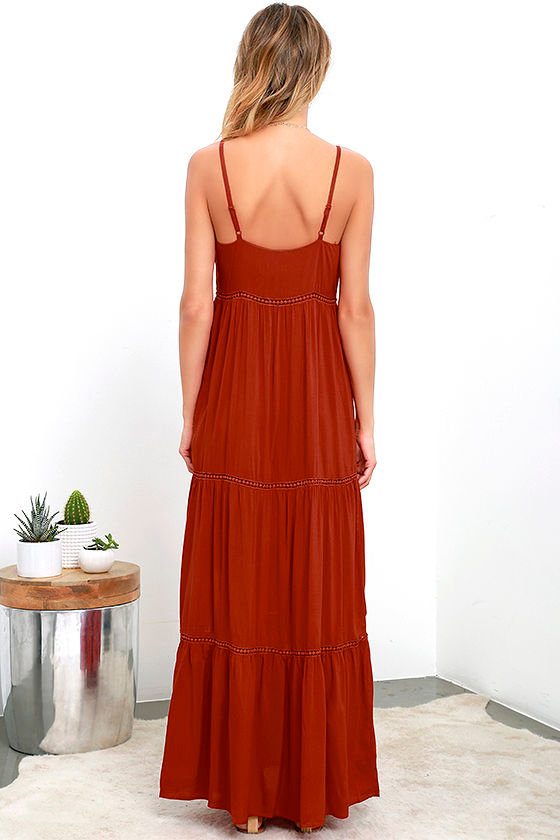 Rust Red Dress - Maxi Dress - Vacation Dress - $64.00