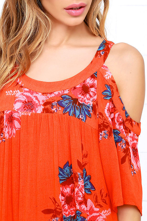 O'Neill Corrie - Orange Floral Print Dress - Shift Dress - $54.00