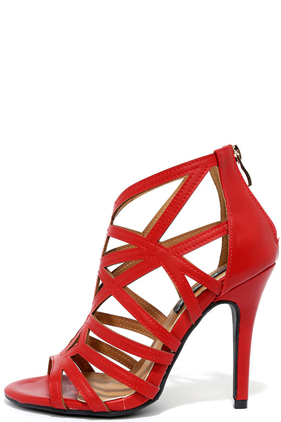 Sexy Red Heels - Caged Heels - Dress Sandals - $33.00 - Lulus