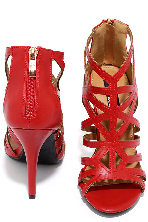 Sexy Red Heels - Caged Heels - Dress Sandals - $33.00 - Lulus