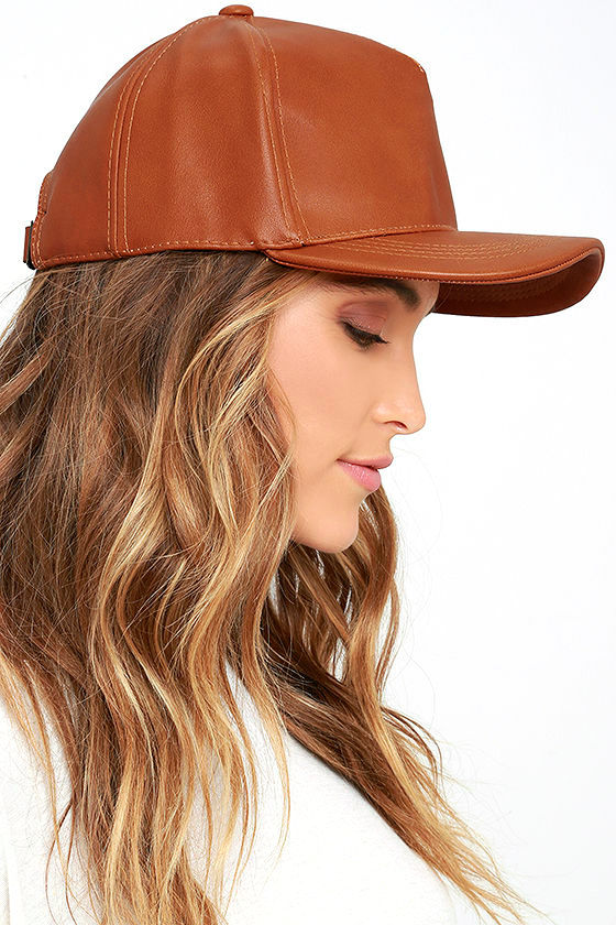 Chic Tan Baseball Cap - Vegan Leather Baseball Cap - Baseball Hat - $18.00