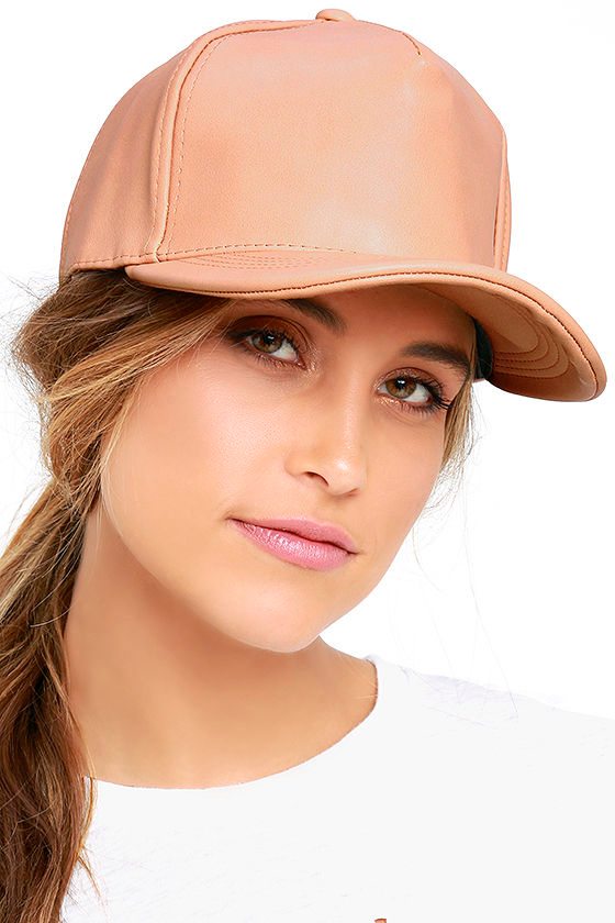 Chic Blush Baseball Cap - Faux Leather Baseball Cap - Baseball Hat ...