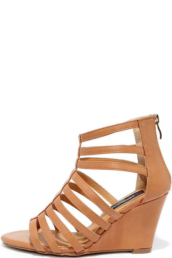 Cute Wedges - Camel Heels - Caged Heels - $30.00 - Lulus