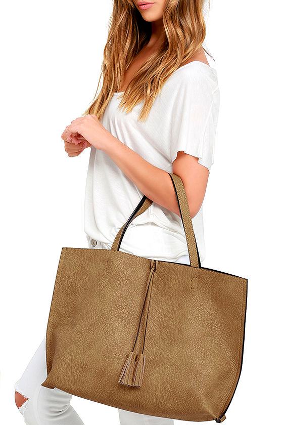 Chic Tan Tote - Black and Tan Tote - Reversible Tote - $53.00 - Lulus