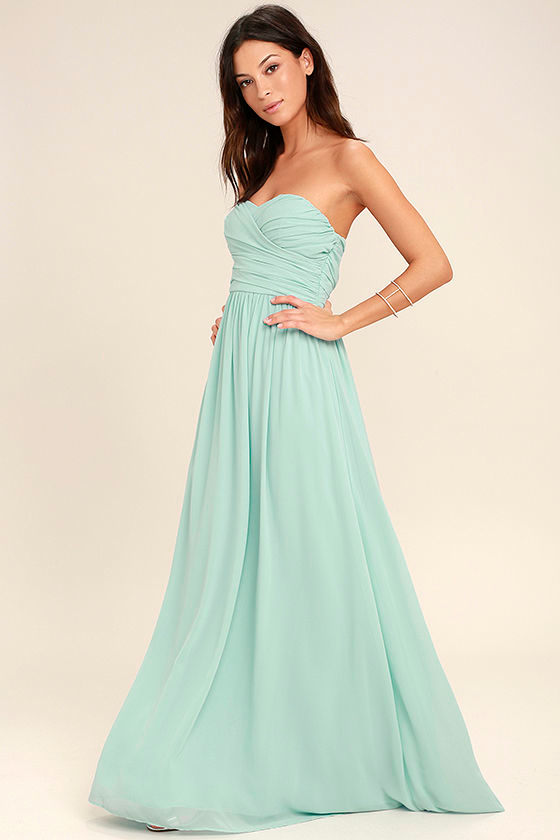 Lovely Maxi Dress - Mint Blue Dress - Strapless Dress - $84.00 - Lulus