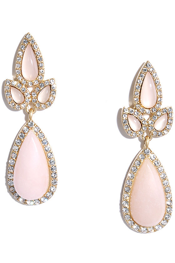 Cute Rhinestone Earrings - Pink and Gold Earrings - $15.00 - Lulus