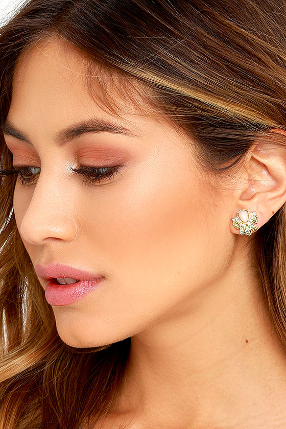 Pretty Grey Earrings - Rhinestone Earrings - $11.00