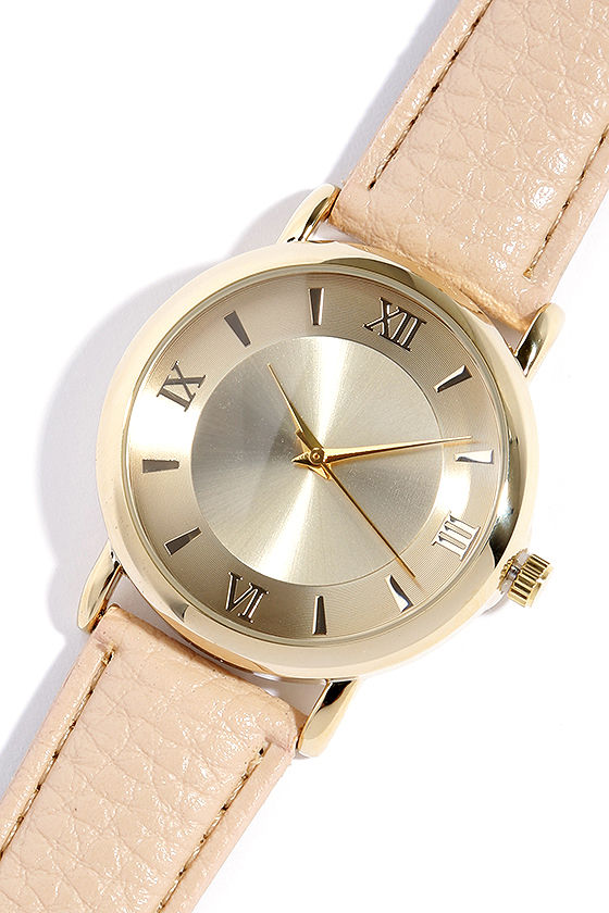 Pretty Gold Watch - Beige Watch - Faux Leather Watch - $26.00 - Lulus